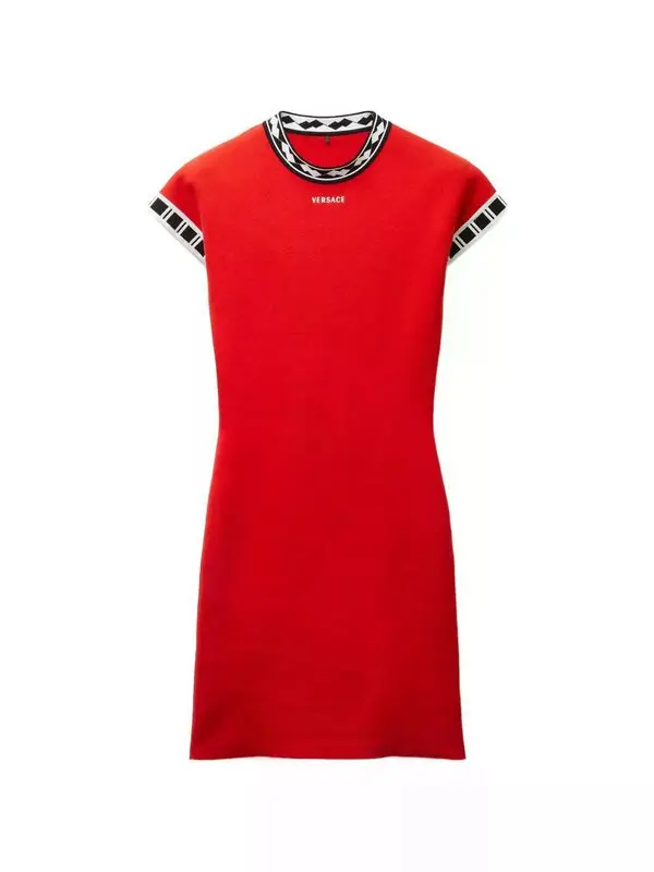 Versace Cotton Knit Mini Dress - Red