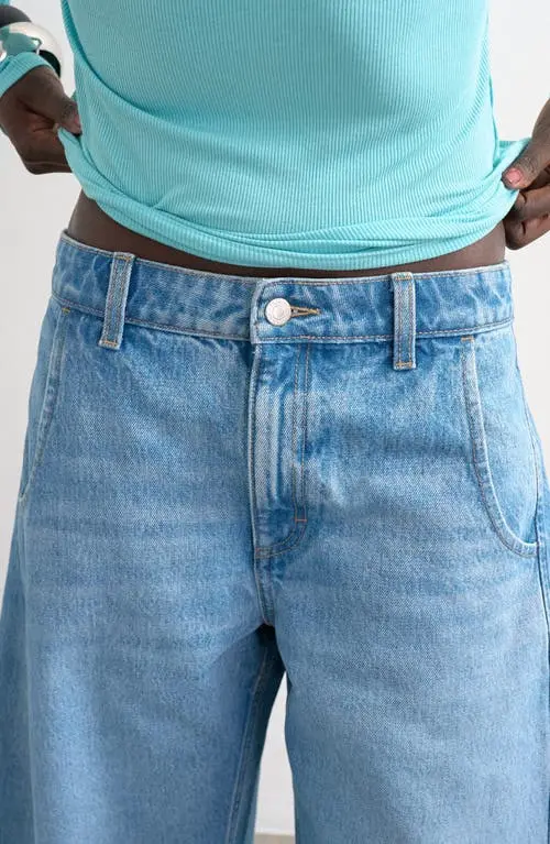 Topshop Barrel Leg Denim Bermuda Shorts