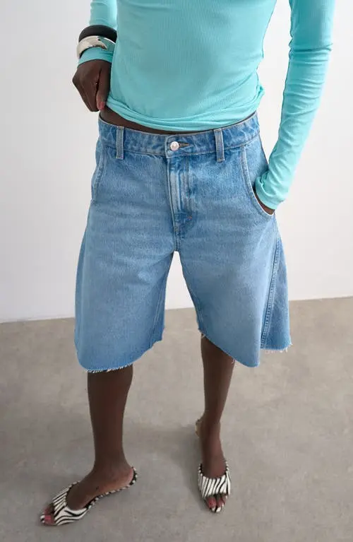 Topshop Barrel Leg Denim Bermuda Shorts
