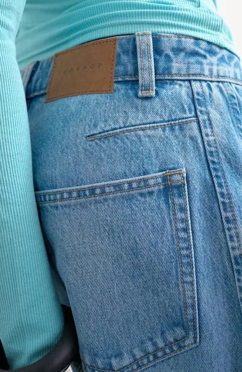 Topshop Barrel Leg Denim Bermuda Shorts