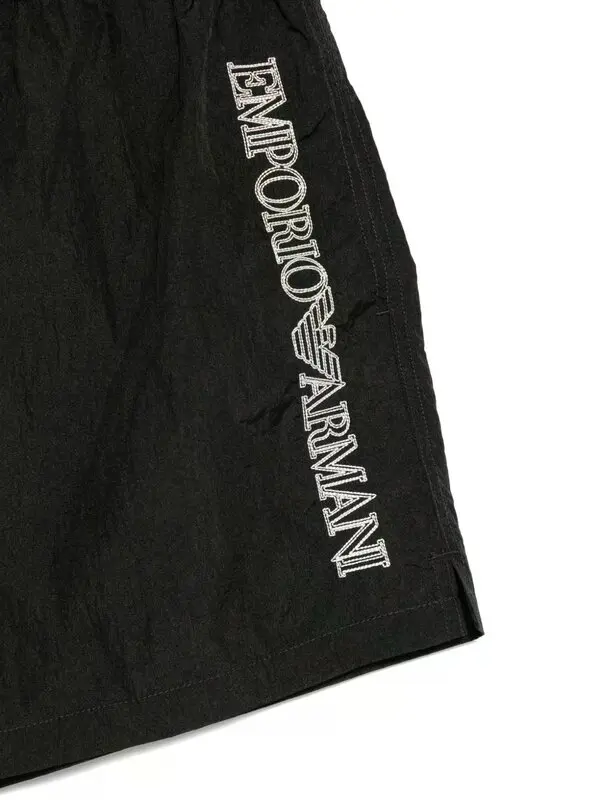 Emporio Armani Logo Embroidered Drawstring Swim Shorts