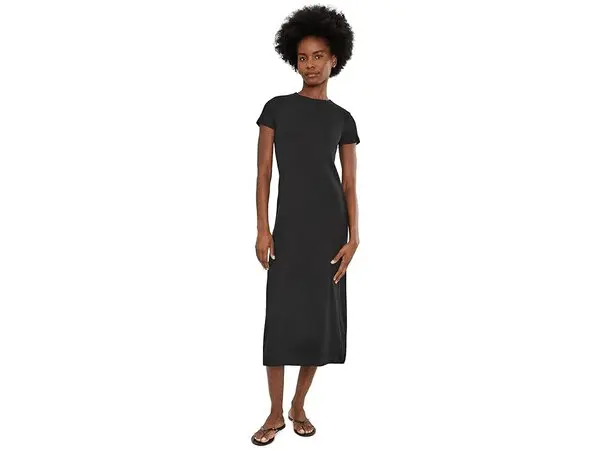 Madewell Andy Short Sleeve Crew Neck Maxi Dress 1x1 Dress Jet - Black