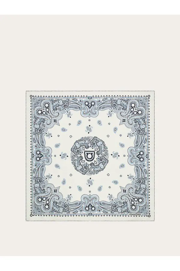 FERRAGAMO Arabesque Print Silk Scarf - White