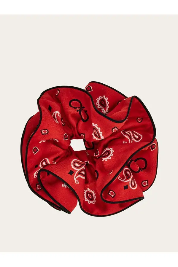 FERRAGAMO Printed Silk Scrunchie - Red