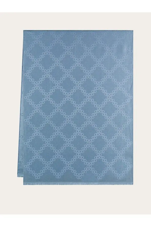 FERRAGAMO Gancini Jacquard Stole - Denim