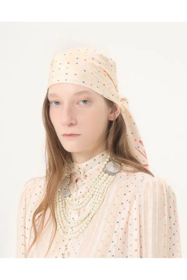 Valentino Garavani Multicolor Starry Silk Scarf - Orange