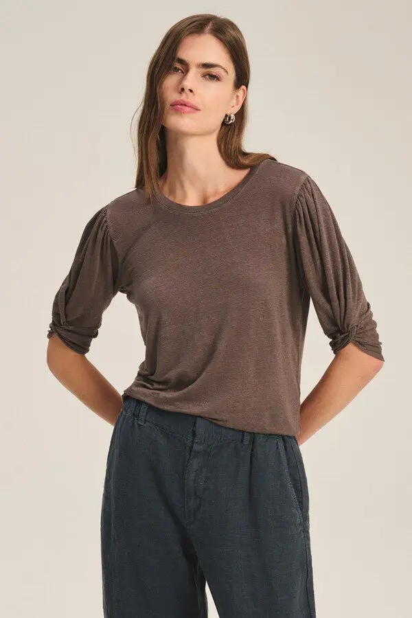 Velvet By Graham & Spencer Dee Tee With Ruched Sleeves