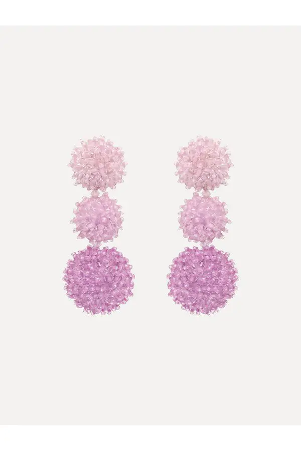 Oscar De La Renta Beaded Pompom Drop Earrings - Natural