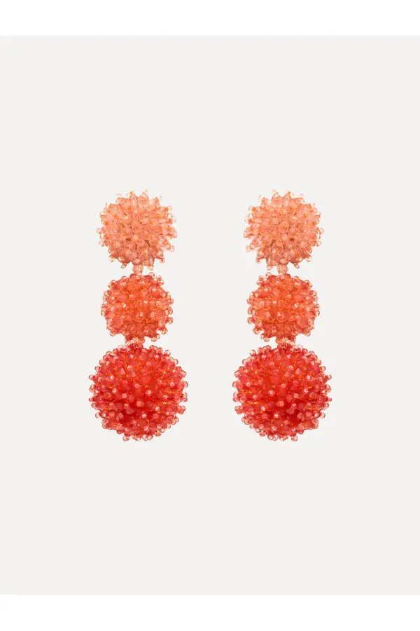 Oscar De La Renta Ombré Beaded Pompom Drop Earrings - Natural