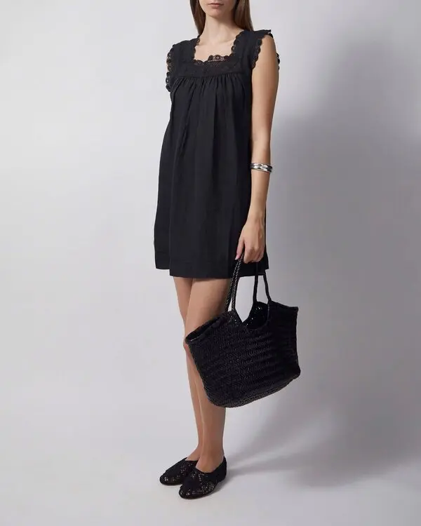 DÔEN Almadia Lace Trimmed Ramie Mini Dress