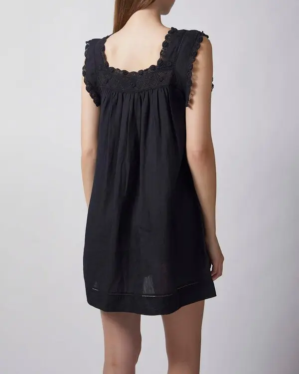 DÔEN Almadia Lace Trimmed Ramie Mini Dress