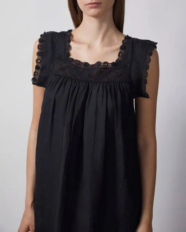 DÔEN Almadia Lace Trimmed Ramie Mini Dress