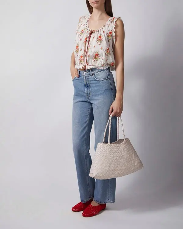 DÔEN Traveler Floral Eyelet Cotton Poplin Top - Multicolor