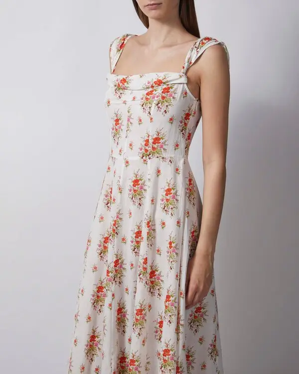 DÔEN Clea Midi Dress Floral Print Cotton Voile