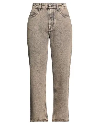 MOORER Cotton Denim Mom Jeans With Leather Trims