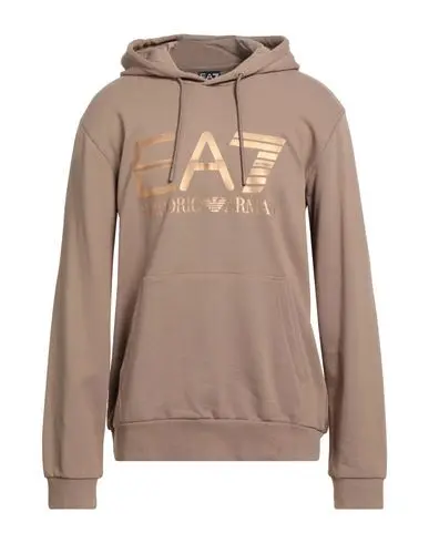EA7 Hooded Sweatshirt With Logo Print - Beige