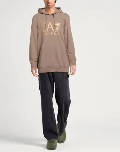 EA7 Hooded Sweatshirt With Logo Print - Beige