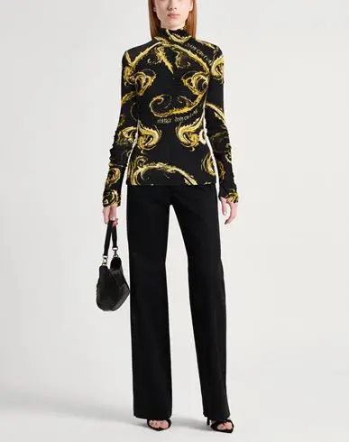 Versace Viscose And Elastane Long Sleeve Turtleneck With Signature Print