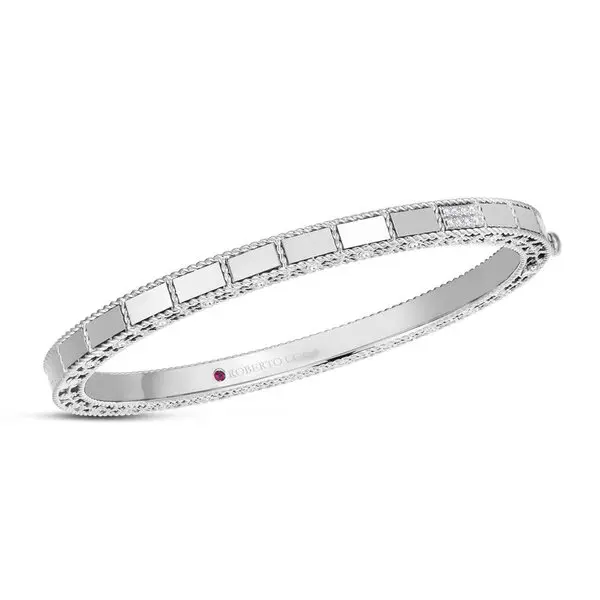 Roberto Coin 18k White Gold Art Deco Diamond Accent Bangle - Wg