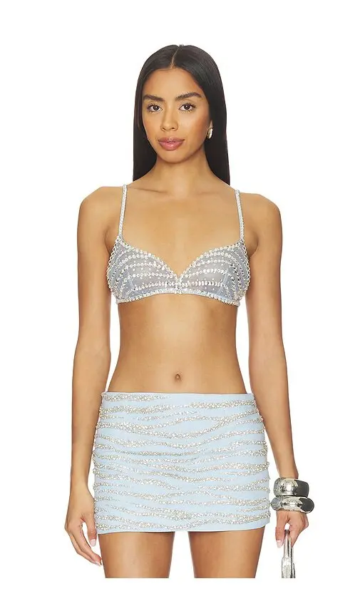 Retrofete Tansy Bra In Baby Blue,metallic Silver - Ice Blue & Silver