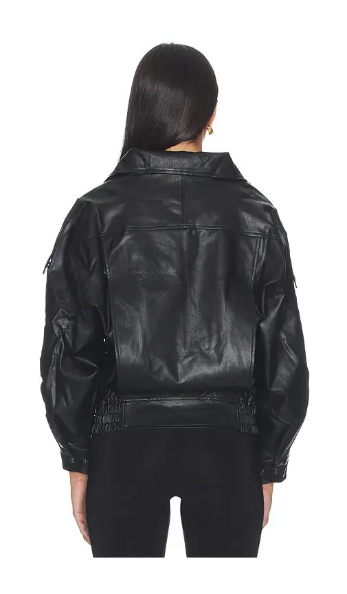 LISA SAYS GAH Faux Leather Zip-up Jacket With Polka Dot Lining