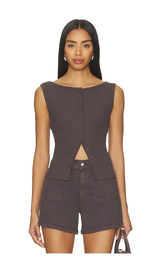 Madewell Textured Knit Button-down Top - Chocolate Plum