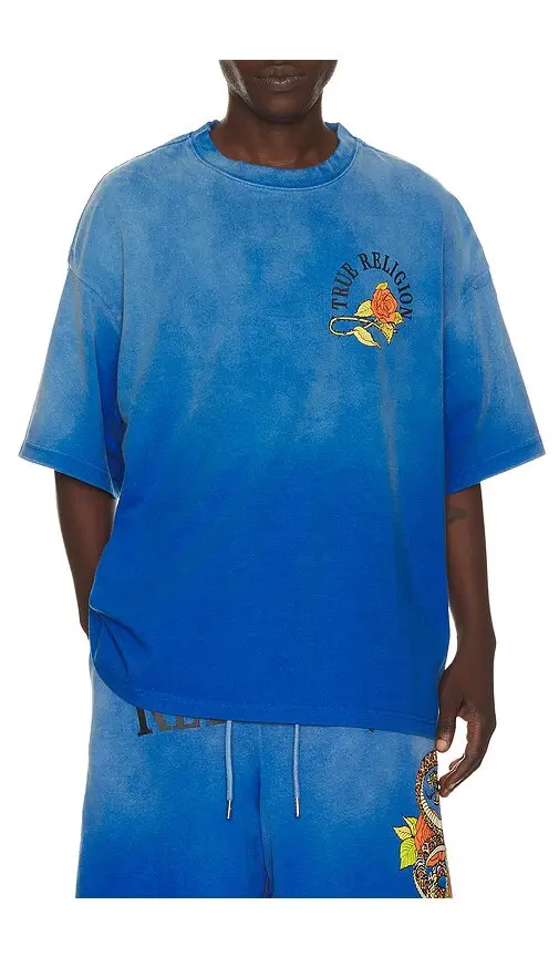 True Religion Floral Snake Oversized Tee In Royal - Lapis Blue