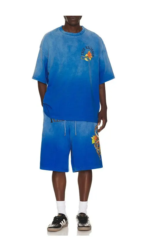 True Religion Floral Snake Oversized Tee In Royal - Lapis Blue