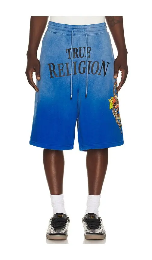 True Religion Floral Snake Mikey Sweatshorts In Royal - Lapis Blue