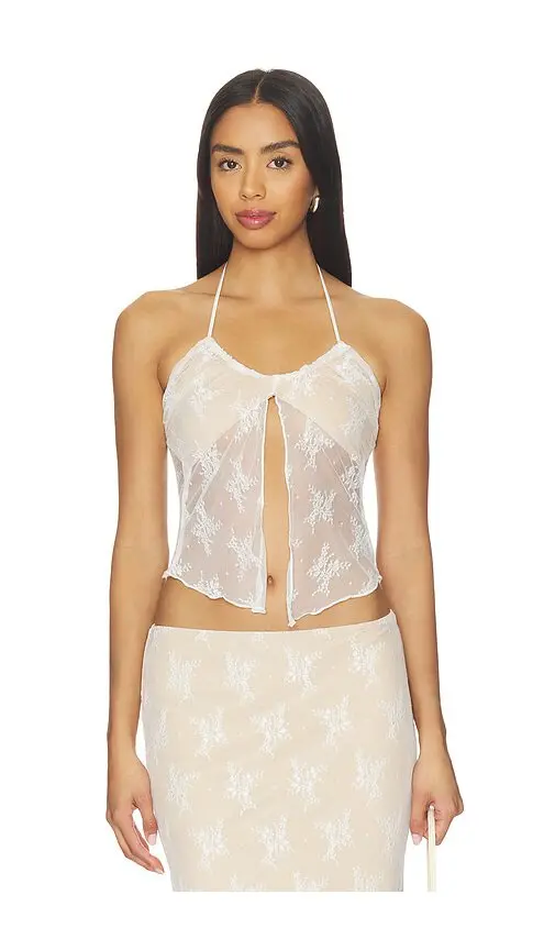 TIGER MIST Karolina Lace Halter Top - White