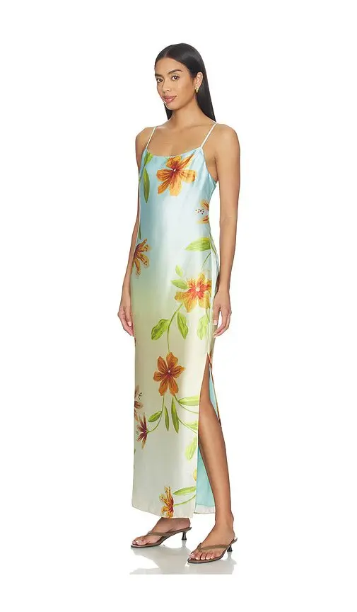 MILLY Lily Floral Satin Maxi Dress