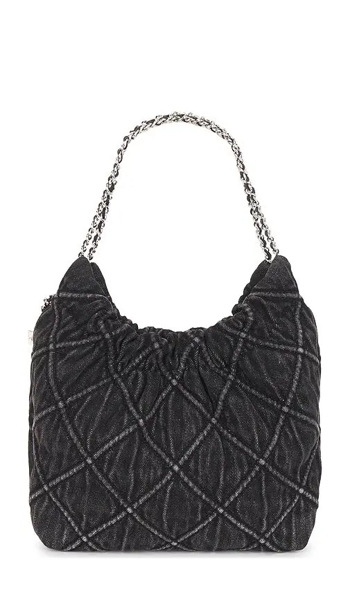 Tory Burch Denim Mini Hobo Bag With Chain Strap - Black