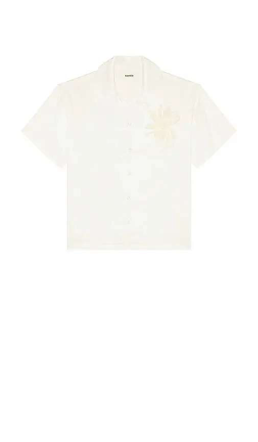 SANEA Sakorn Orchid Brooch Silk Shirt In Cream