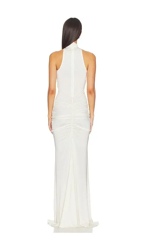 Lapointe Jersey Sleeveless Halter Ruched Gown
