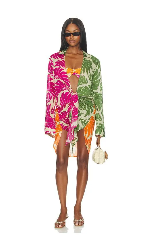 Farm Rio Bird Leaves Chemise - Pink