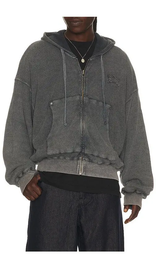 BARRIERS WORLDWIDE Star Waffle Zip Up Hoodie