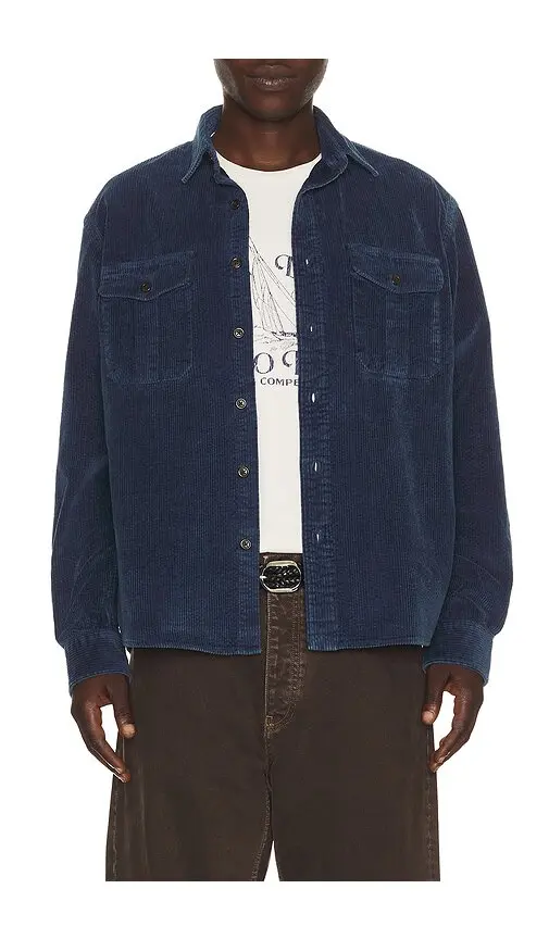 Polo Ralph Lauren Long Sleeve 8 Wale Cord Ranger Sport Shirt In Navy - Indigo
