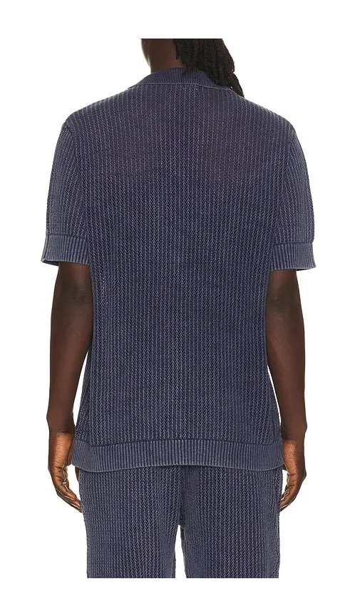 Central Park West Henry Snow Wash Camp Shirt In Slate