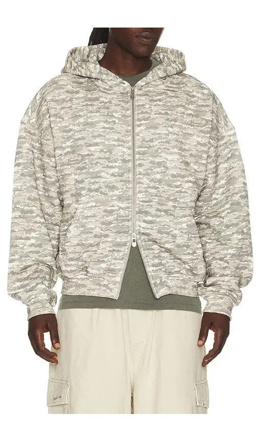 DRMERS CLUB Digital Cloud Camo Zip Up Hoodie - Green