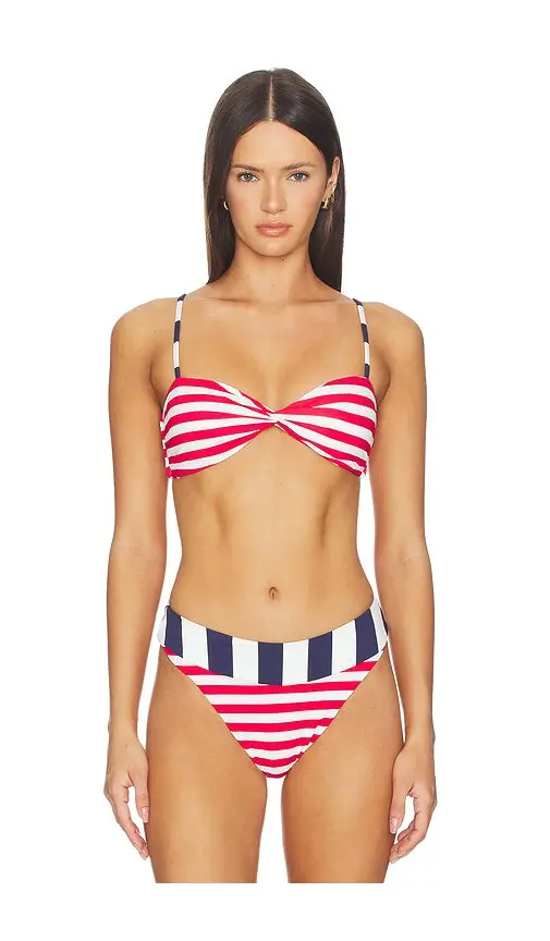 Beach Riot Juno Striped Bikini Top - Star Spangled