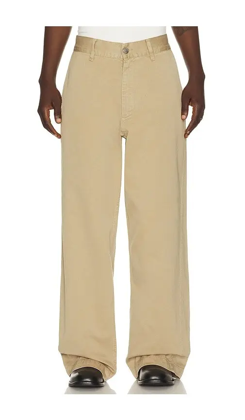 SUNFLOWER Wide Twist Chino Pan In Brown - Khaki