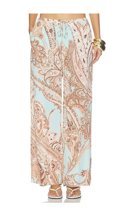 L'Agence Geraldine Paisley Print Wide Leg Pants