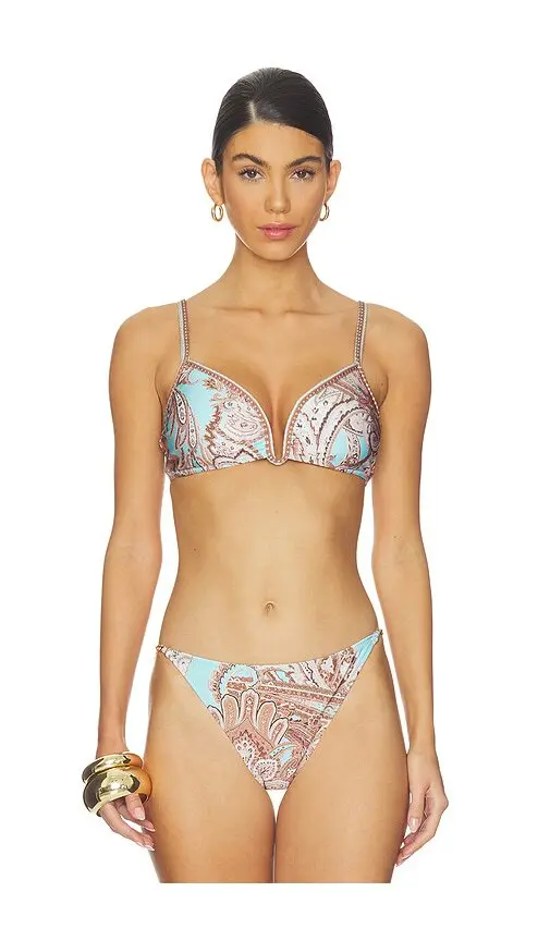 L'Agence Alisha Over The Shoulder Bikini Top - Ice Blue Multi