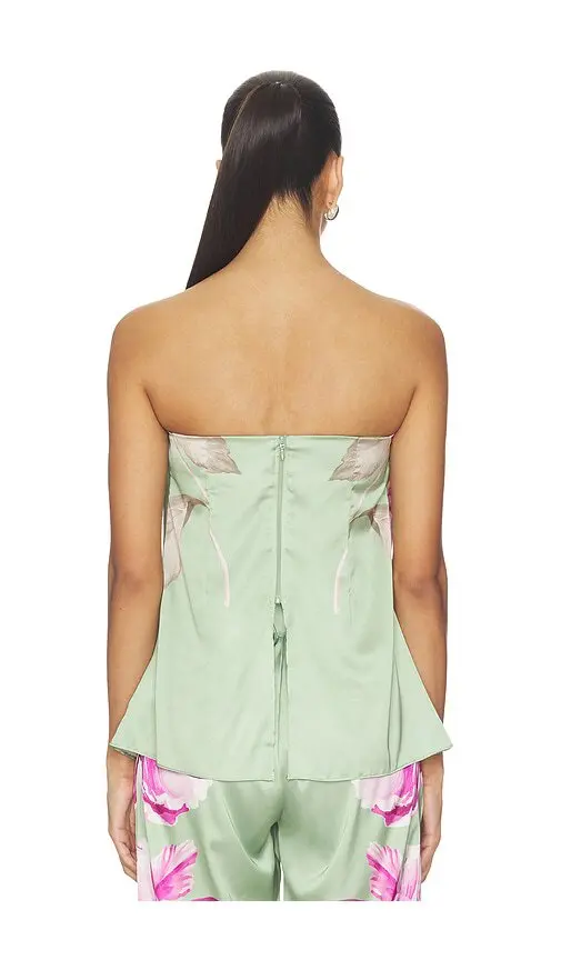 Misa Strapless Floral Satin Top