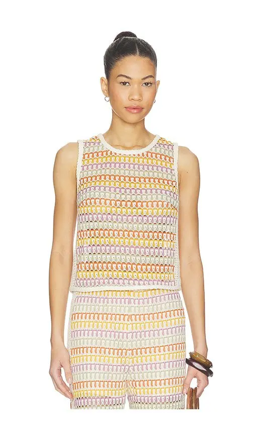 Central Park West Celine Crochet Button Back Shell