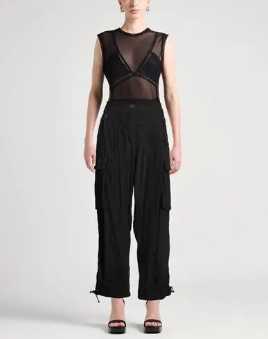 Masnada Cargo Pants In Cotton, Linen, And Elastane - Black