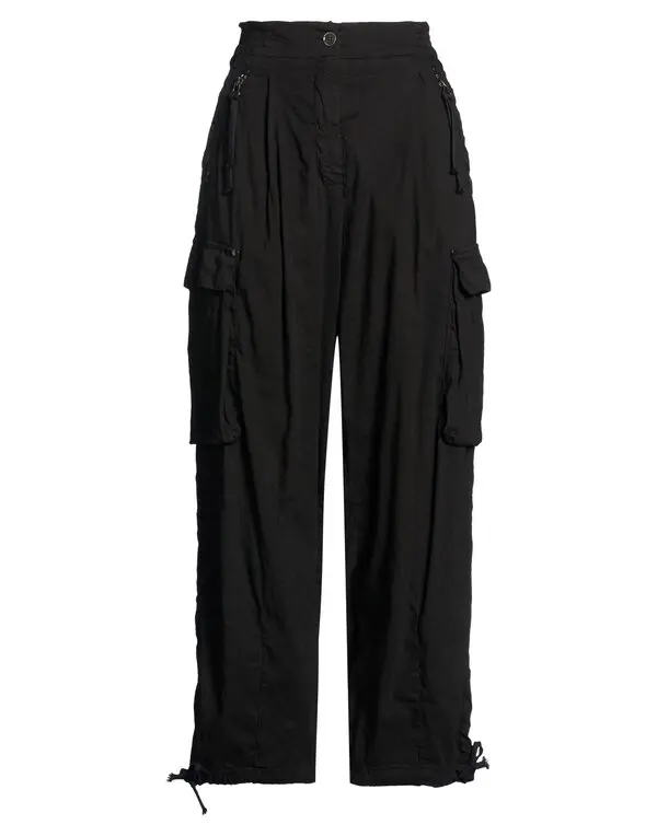 Masnada Cargo Pants In Cotton, Linen, And Elastane - Black