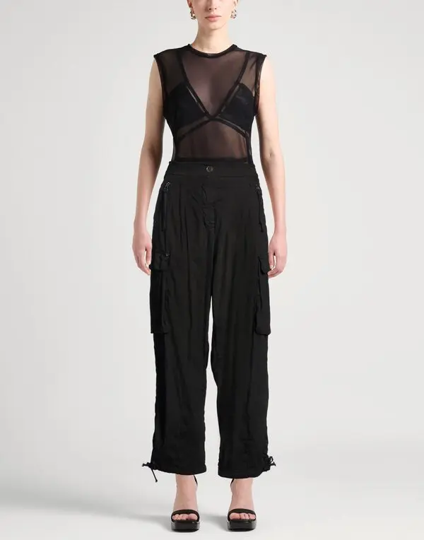Masnada Cargo Pants In Cotton, Linen, And Elastane - Black
