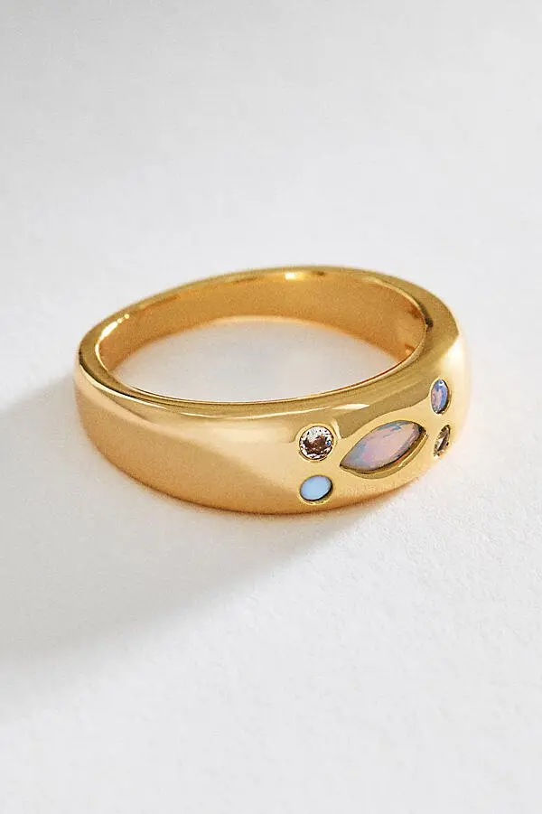 Anthropologie Crystal Eclipse Ring - Opal/pearl