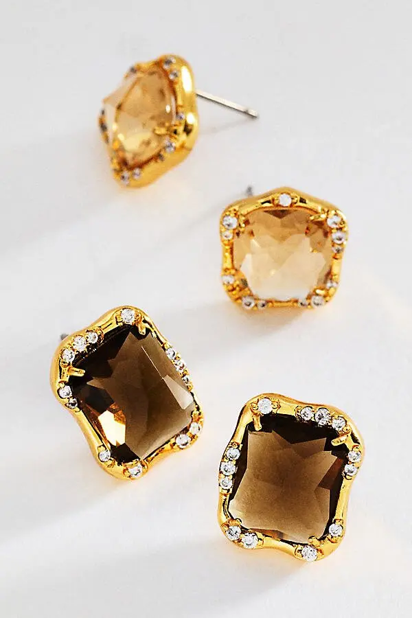 Anthropologie Stone Post Earrings, Set Of 2 - Neutral